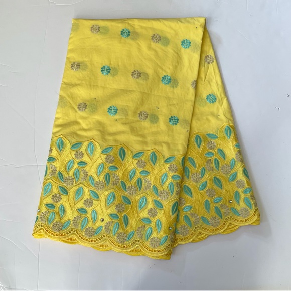 Other | Yellow Multicolor Cotton Lace Brod Fabric | Poshmark